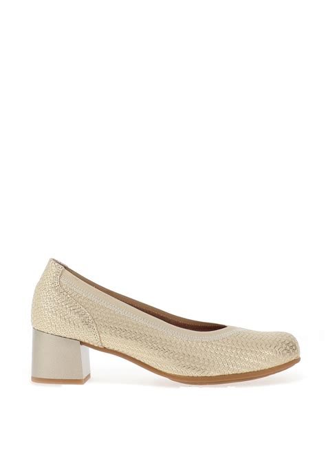 Pitillos Embossed Metallic Low Heels Gold Mcelhinneys