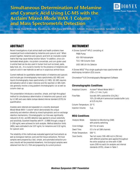 Melamine Test Hplc Gc Pdf Liquid Chromatographymass Spectrometry