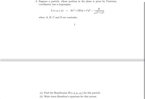 solved suppose a particle whose position in the plane is