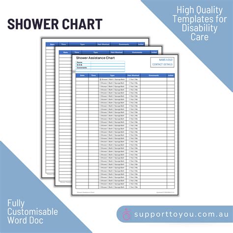 Shower Chart Disability Support Supporttoyou