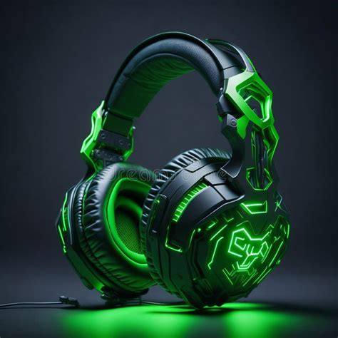 Gaming Headphones And Neon Lighting Neural Network Ai Generated Stock
