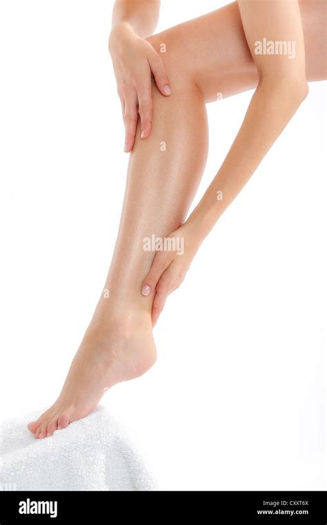 Perfect And Beautiful Female Legs Getting Treatment Stock Photo Alamy