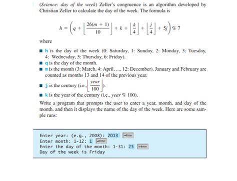 Solved Science Day Of The Week Zeller S Congruence Is An Chegg