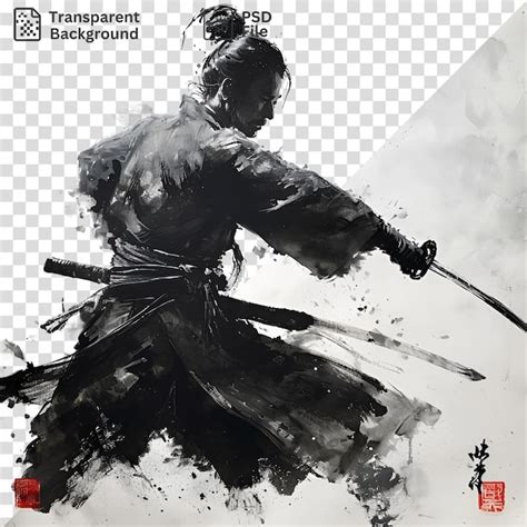 Premium Psd Psd Drawing Of A Man With A Sword