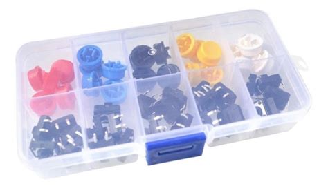 Kit 25 Push Button Chave Táctil Com Capa Arduino 5 Cores Parcelamento