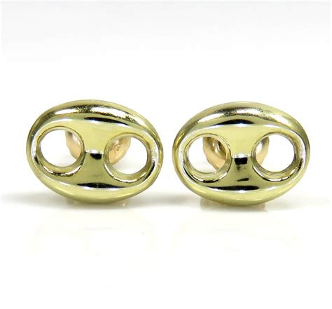 Buy 14k Yellow Gold Puffed 750mm Gucci Style Link Earrings Online At