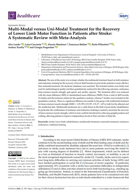 pdf multi modal versus uni modal treatment for the recovery of lower