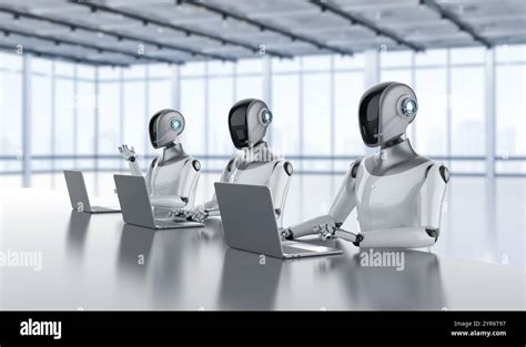 Automation Worker Concept With 3d Rendering Ai Assistant Robot Working