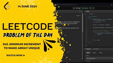 Leetcode Problem Of The Day 14 June 2024 945 Minimum Increment To