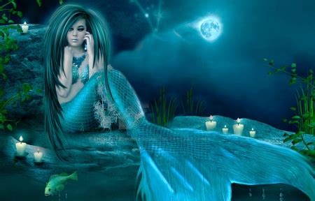 Moonlight Mermaid Fantasy Abstract Background Wallpapers On Desktop