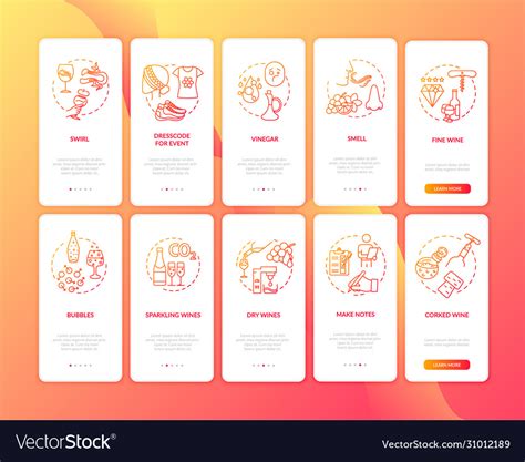Wine Tasting Onboarding Mobile App Page Screen Vector Image