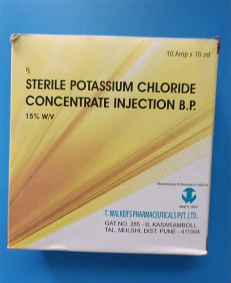Sterile Potassium Chloride Concentrate Injection Bp At ₹ 272piece