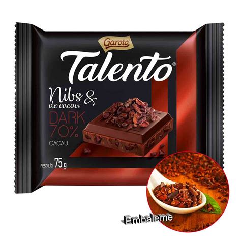 Chocolate Talento Nibs DARK 70 Cacau 15 Unidade De 75g Cada