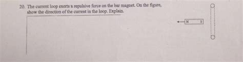 Solved The Current Loop Exerts A Repulsive Force On The Bar Chegg Com