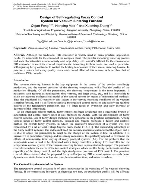 Design Of Self Regulating Fuzzy Control System For