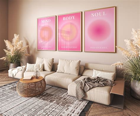 Mind Body Soul Positive Aura Posters Set Of 3 Prints Etsy