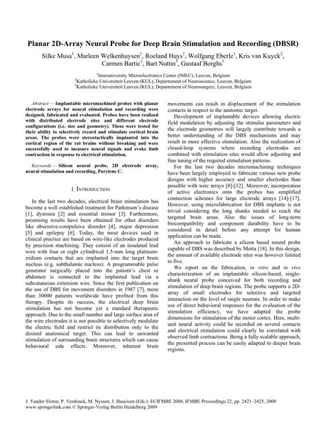 Pdf Planar 2d Array Neural Probe For Deep Brain Stimulation And