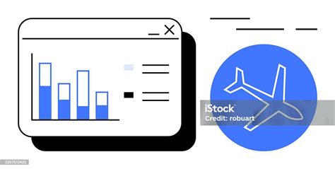 여행 데이터 통찰력을 나타내는 막대 차트와 비행기 아이콘이 있는 Analytics 대시보드 개념에 대한 스톡 벡터 아트 및 기타 이미지 개념 개념과 주제 경제