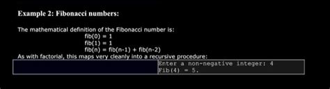 Solved Example Fibonacci Numbers The Mathematical Chegg