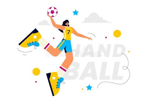 Handball Vector Illustration Of A Player Touching The Ball And Scoring
