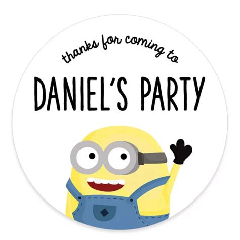 Personalised Despicable Me Minions Birthday Party Sticker Labels Bag