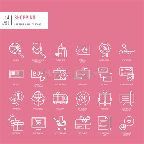 Set Of Thin Lines Web Icons For Graphic And Web Design Stock Vector