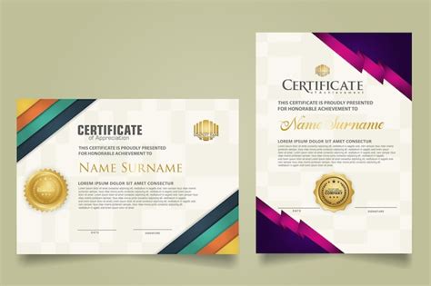 Premium Vector Set Certificate Template With Stripes Ornament And Pattern Background Vector
