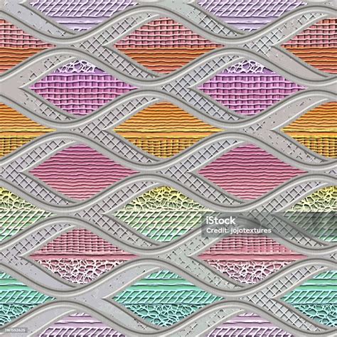 파형 파형 은 배경 의 원활한 질감 패치 워크 패턴 파스텔 색상 그런 지 텍스처 3d 일러스트 0명에 대한 스톡 사진 및 기타