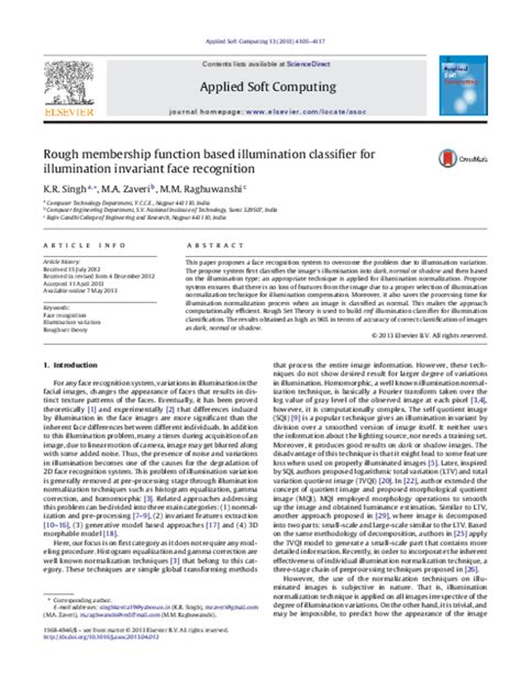 Pdf Rough Membership Function Based Illumination Classifier For Illumination Invariant Face