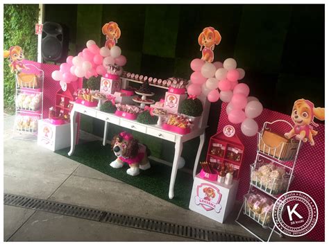 Mesa De Dulces Candy Bar Cumpleaños Paw Patrol Skye Rosa