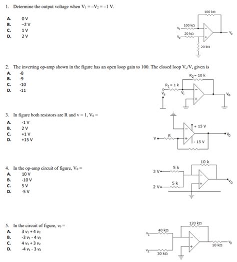 Solved 1 Determine The Output Voltage When Vi V2 1 V Chegg Com