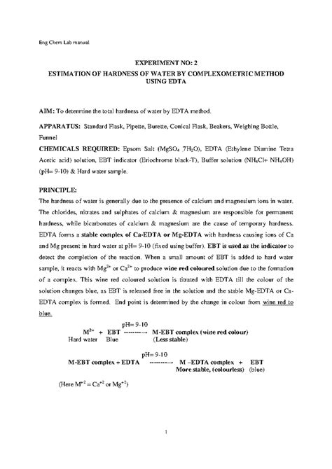 Experiment 2 Hardness Estimation Using Edta Experiment No 2