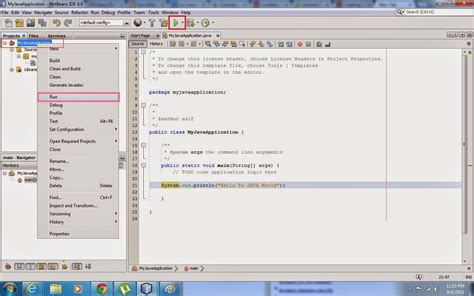 How To Create And Run A Helloworld Java Se Application Project Using Netbeans Ide