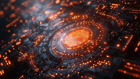 Futuristic Tech Background With Glowing Circuits And Digital Patterns