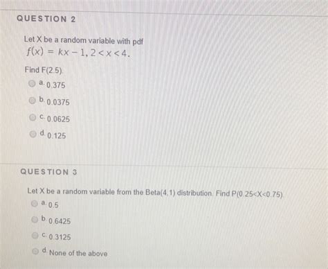 Solved Question 2 Let X Be A Random Variable With Pdf Fx