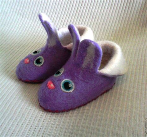 валяные детские тапочки зайки сделаю на заказ в интернет магазине на Ярмарке Мастеров Тапочки