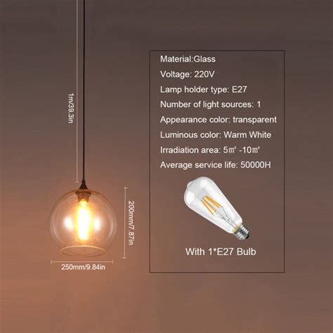현대 매달려 램프 투명 물고기 탱크 유리 펜던트 조명 Led E27 전구 주방 다이닝 룸 침실에 적합 차가운 흰색