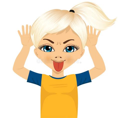 Blonde Girl Sticking Her Tongue Out Stock Illustrations 3 Blonde Girl