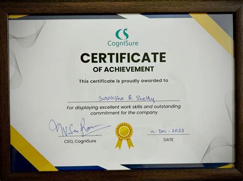 Suraksha Shetty On Linkedin Thrilled To Receive The Certificate Of