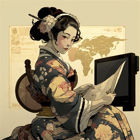 Ukiyo E Art Modern Geisha Etsy