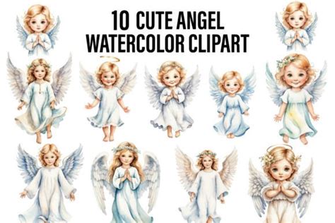 Cute Angel Watercolor Clipart Graphic By Designstor09 · Creative Fabrica