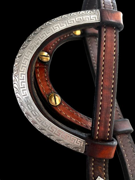 Silver Overlay Two Ear Rolling Log Headstall Classy Concho