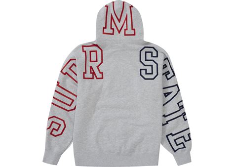 Supreme State Hooded Sweatshirt Ash Grey Mens Fw22 Us