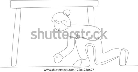 Girl Hiding Earthquake Under Table Earthquake Stock Vector Royalty