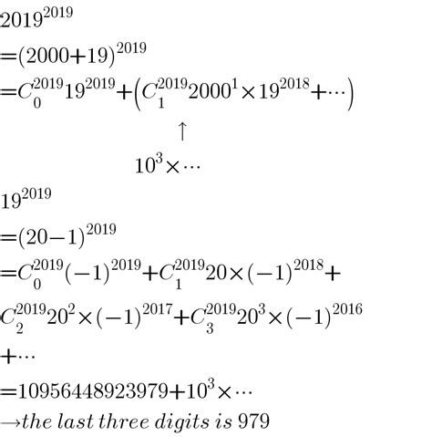 Find The Last Three Digits Of 2019 2019 Tinku Tara