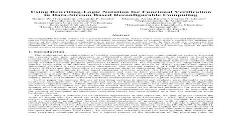 Pdf Using Rewriting Logic Notation For Funcional Verification