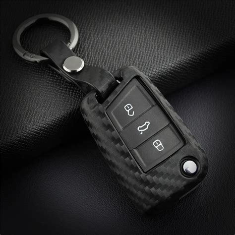 Carbon Fiber Silica Gel Car Key Case Cover For Skoda Octavia 1 2 3 A5
