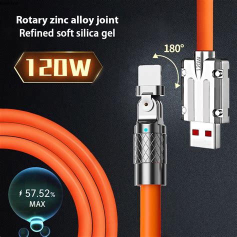 W A Super Fast Charging Cable Rotatable Metal Quick Charge Cable Liquid Silicone Micro Typec