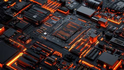 Illuminated Circuit Board A Close Up Of Modern Electronic Engineering