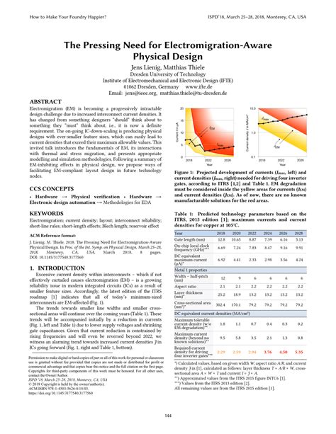 Pdf The Pressing Need For Electromigration Aware Physical Design